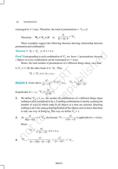 Permutations And Combinations NCERT Book Of Class Mathematics