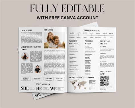 4 Pages Wedding Magazine Template Wedding Program Template Magazine