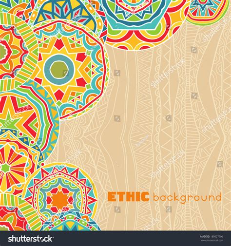 Abstract Ethnic Background Bright Rounds Patterns Stock Vector