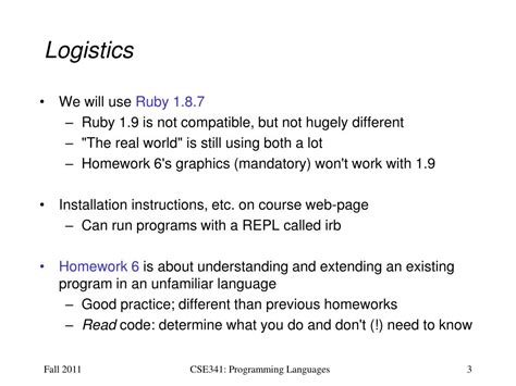 Ppt Cse341 Programming Languages Lecture 19 Introduction To Ruby