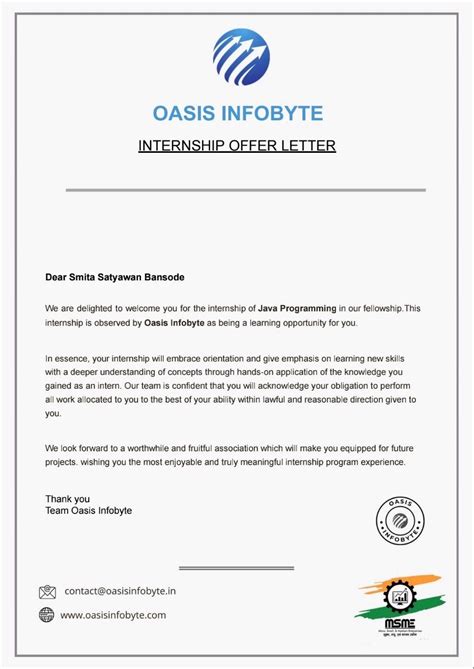 Smita Bansode On Linkedin Oasisinfobyte Oasisinfobyte Opportunity Internship Programming
