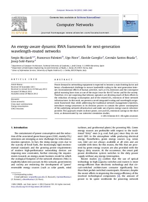 pdf an energy aware dynamic rwa framework for next generation