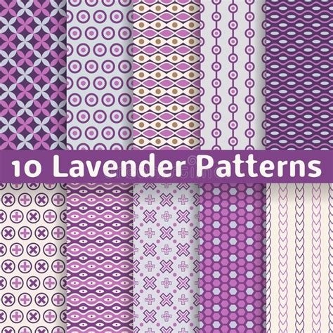 Lavender Different Vector Seamless Patterns Stock Vector Illustration Of Design Elegance