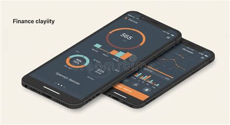 Two Black Smartphones Display Financial Dashboards With Circular Graphs