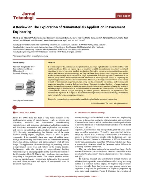 Pdf A Review On The Exploration Of Nanomaterials Application In Pavement Engineering