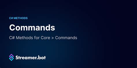 Commands Streamerbot Docs