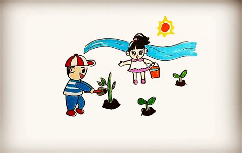 扶正小树苗的画 小树苗简笔画 树苗简笔画 大山谷图库