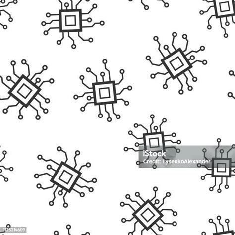 회로 보드 아이콘 완벽 한 패턴 배경입니다 기술 마이크로 칩 벡터 일러스트입니다 프로세서 마더보드 기호 패턴입니다 Cpu에 대한