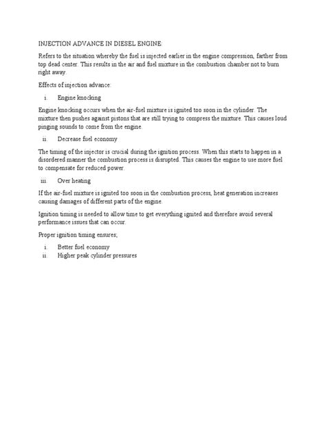 Injection Advance In Diesel Engine Pdf Internal Combustion Engine Diesel Engine