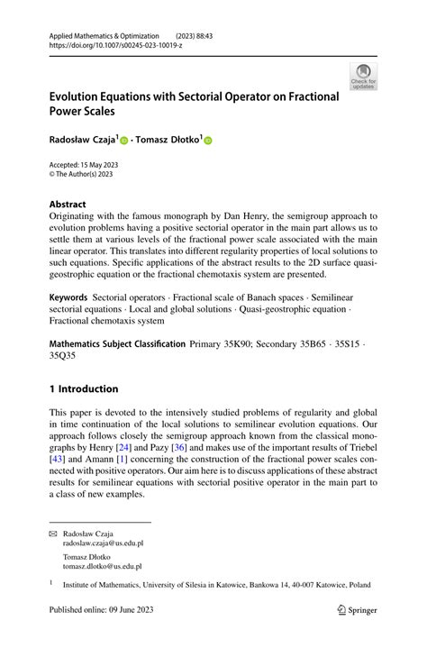 Pdf Evolution Equations With Sectorial Operator On Fractional Power Scales