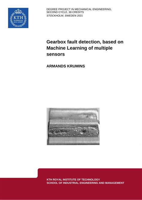 Pdf Gearbox Fault Detection Based On Machine Learning Of Dokumentips