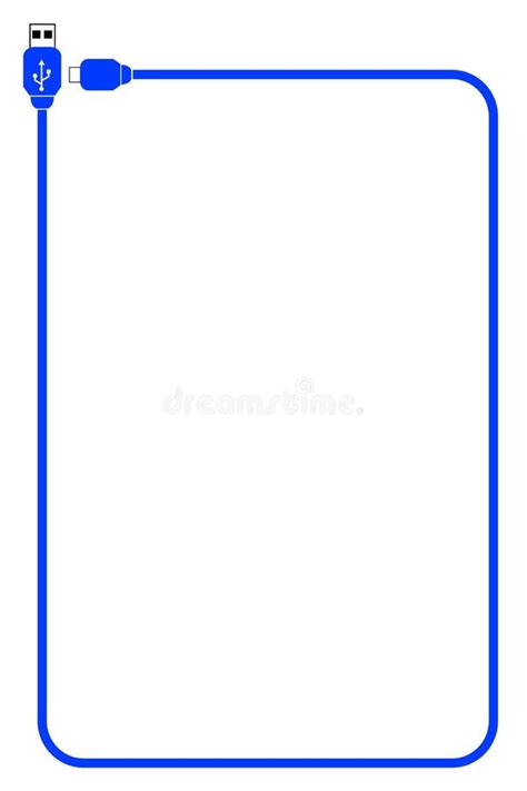 Frame Usb Cable Isolated On White Background Stock Vector