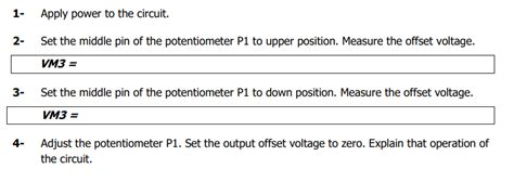Solved Experiment 12 Adjusting Output Offset Voltage Of