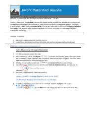 Lab Watersheds Docx Activity Analyze Major And Local Rivers And Their Watersheds Pts