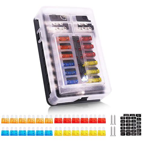 12 way 12v fuse box 12volt blade fuse block 12 circuit w negative bus