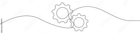 Gears Sign Line Continuous Drawing Vector One Line Gears Vector Background Gears Icon