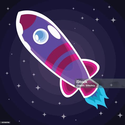 빨간 줄무늬와는 현 창 보라색 우주 로켓 별 사이 공간을 통해 날아 Fashion Show에 대한 스톡 벡터 아트 및 기타 이미지 Fashion Show 벡터 예술