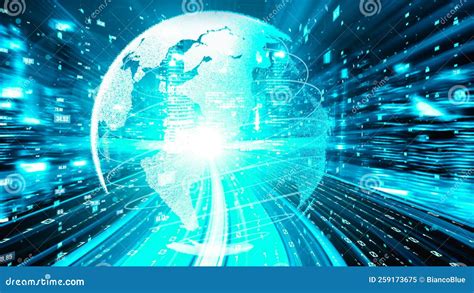 Futuristic Global Network And Tacit Digital Data Transfer 3d Graphic Stock Illustration