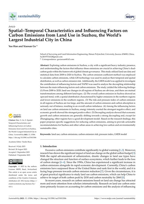 Pdf Spatial Temporal Characteristics And Influencing Factors On Carbon Emissions From Land Use