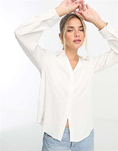 Mango Classic Long Sleeve Shirt In White Asos