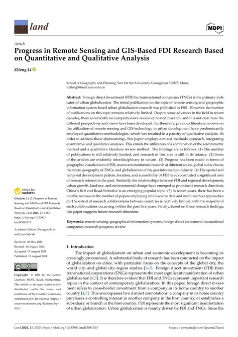 Pdf Progress In Remote Sensing And Gis Based Fdi Research Based On Quantitative And