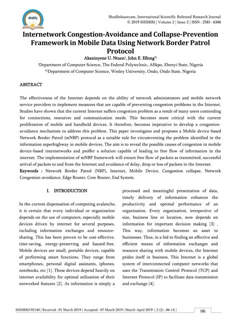 Pdf Internetwork Congestion Avoidance And Collapse Prevention Framework In Mobile Data Using