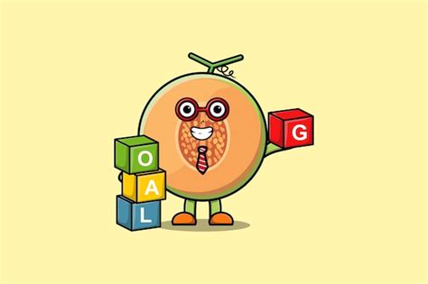 평평한 현대적인 스타일의 디자인에 귀여운 만화 멜론 사업가 스태킹 목표 상자 프리미엄 벡터