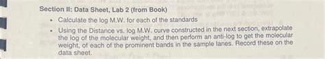 Section II Data Sheet Lab 2 From Book Calculate Chegg Com
