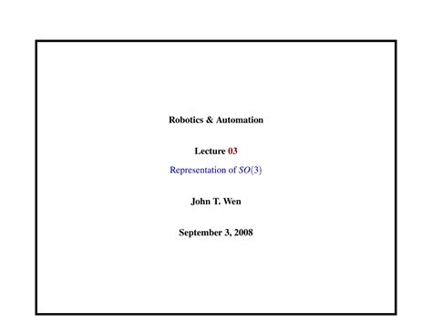 Representation Of So Lecture Slides Robotics And Automation Csci