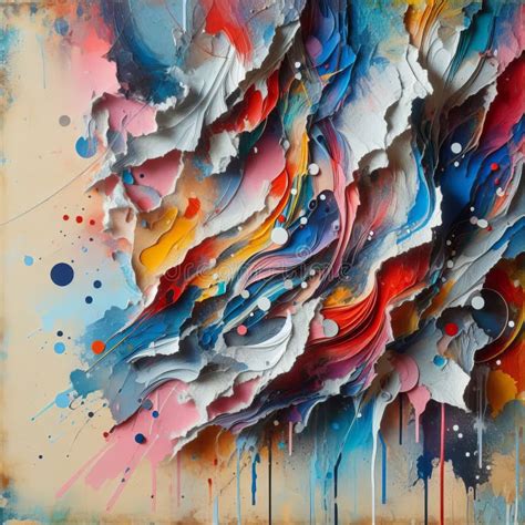 Abstract Expressionist Ripped Paper Bold Erratic Torn Edges With Stock Illustration