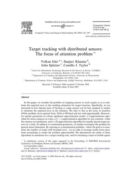 pdf target tracking with distributed sensors the focus …cjtaylor