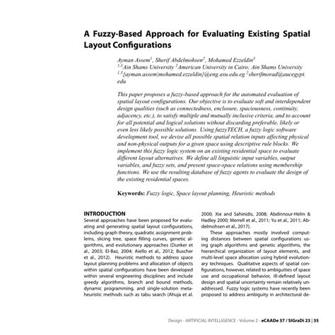 Pdf A Fuzzy Based Approach For Evaluating Existing Spatial Layout