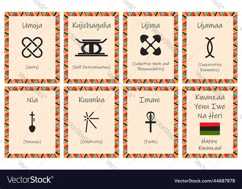 A Set Of Cards With Seven Signs The Kwanzaa Vector Image