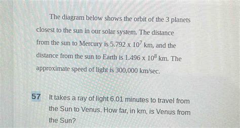 The Diagram Below Shows The Orbit Of The 3 Planets Closest To The Sun