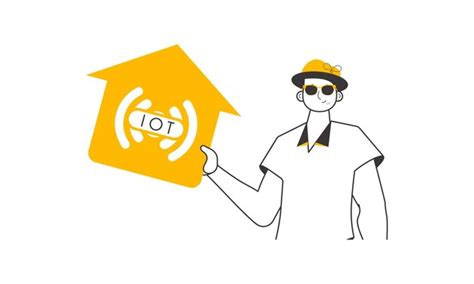 Premium Vector A Man Holds The Iot Logo In His Hands Linear Style Isolated Vector Illustration