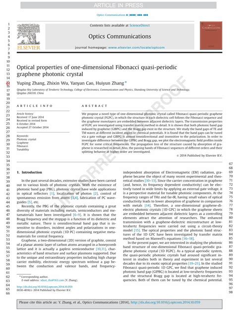 Pdf Optical Properties Of One Dimensional Fibonacci Quasi Periodic Graphene Photonic Crystal