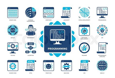 Programming Icon Set Web Algorithm Binary Code Spiral De Colourbox