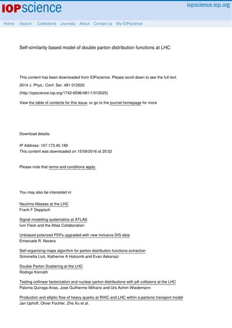 Pdf Self Similarity Based Model Of Double Parton Distribution Functions At Lhc