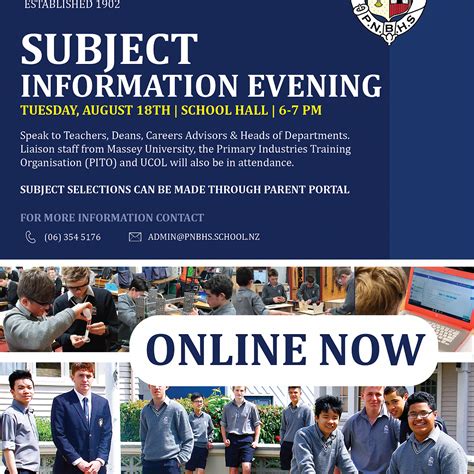 Pnbhs Subject Information Evening Online