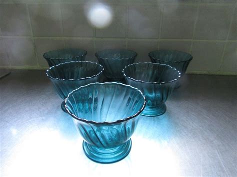 6 Jeannette Glass Ultramarine Swirl Depression Glass Footed Low Sherbets Antique Price Guide