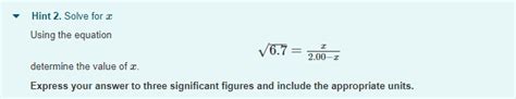 Solved Hint Solve For X Using The Equation Determine The Chegg Com
