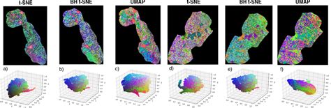 Comparison Of T Sne A D Barnes−hut B E And Umap C F Embeddings Download Scientific