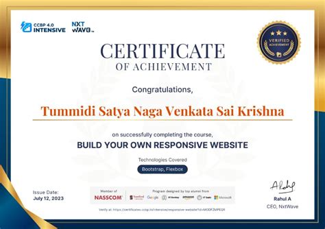 Satya Naga Venkata Sai Krishna Tummidi On Linkedin Nxtwave