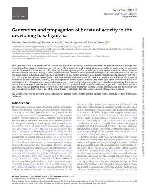 Pdf Generation And Propagation Of Bursts Of Activity In The