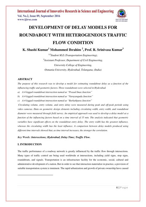 Pdf Development Of Delay Models For Roundabout With Heterogeneous Traffic Flow Condition