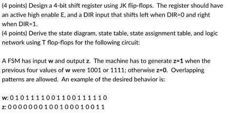 Solved 4 Points Design A 4 Bit Shift Register Using Jk