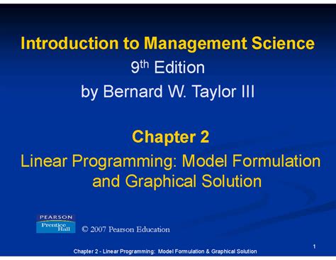 Lecture 11 13 Operational Research 1 Chapter 2 Linear Programming