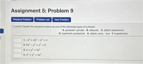 Solved Point Classify The Equations Below As One Of The Chegg
