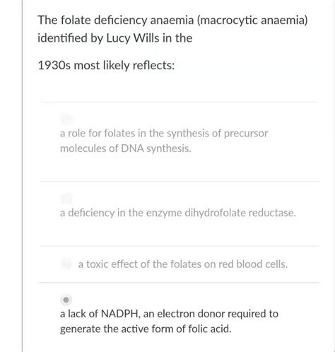 Solved The Folate Deficiency Anaemia Macrocytic Anaemia Chegg Com