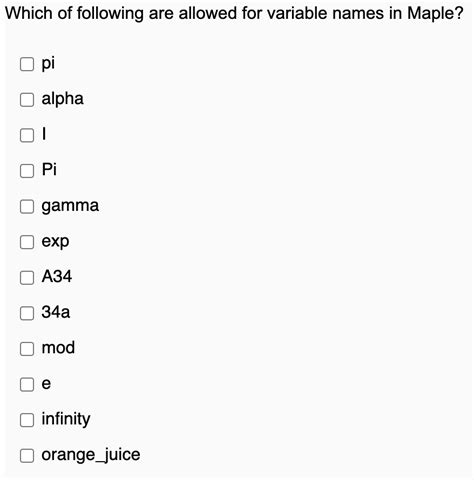 which of following are allowed for variable names in